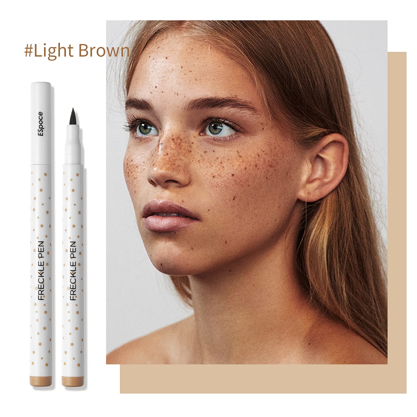 Freckle Pen 2 Colors Waterproof Long Lasting Quick Dry Small Spot Natural Like Face Freckle Makeup Pen, Dark Brown and Light Brown, Upgrade Design