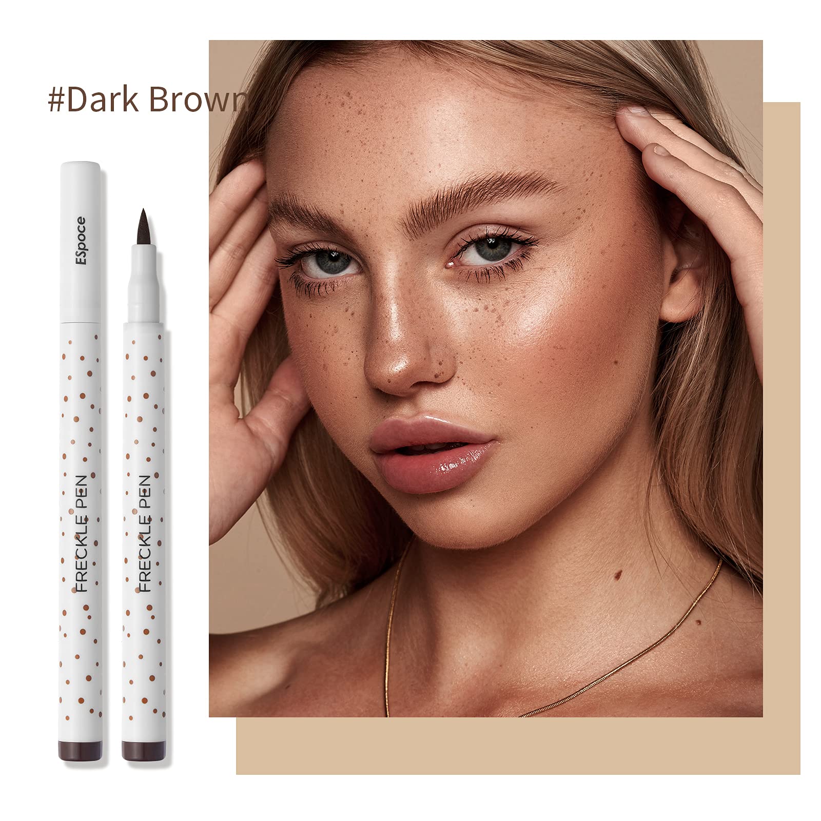 Freckle Pen 2 Colors Waterproof Long Lasting Quick Dry Small Spot Natural Like Face Freckle Makeup Pen, Dark Brown and Light Brown, Upgrade Design