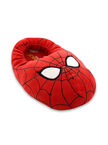 Marvel Spider-Man Mooshy Plush Adult Mens Slippers (Medium, Red)