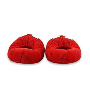 Marvel Spider-Man Mooshy Plush Adult Mens Slippers (Medium, Red)