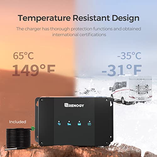 Renogy 12V 50A DC to DC Battery Charger with MPPT, On-Board Battery for Gel, AGM, Flooded and Lithium Batteries, Using Multi-Stage Charging, Solar Panel and Alternator