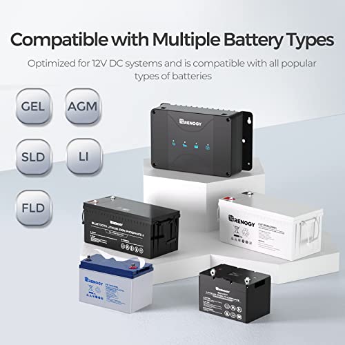 Renogy 12V 50A DC to DC Battery Charger with MPPT, On-Board Battery for Gel, AGM, Flooded and Lithium Batteries, Using Multi-Stage Charging, Solar Panel and Alternator