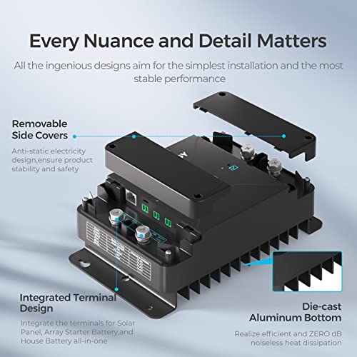 Renogy 12V 50A DC to DC Battery Charger with MPPT, On-Board Battery for Gel, AGM, Flooded and Lithium Batteries, Using Multi-Stage Charging, Solar Panel and Alternator