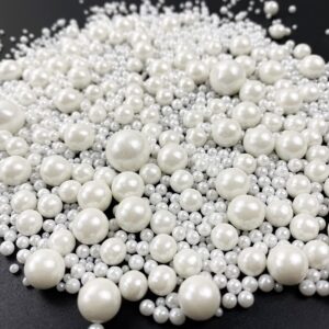 Edible Pearl Sugar Sprinkles White Candy 120g/ 4.2oz Baking Edible Cake Decorations Cupcake Toppers Cookie Decorating Ice Cream Toppings Celebrations Shaker Jar Wedding Shower Party Christmas Supplies