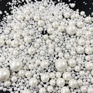 Edible Pearl Sugar Sprinkles White Candy 120g/ 4.2oz Baking Edible Cake Decorations Cupcake Toppers Cookie Decorating Ice Cream Toppings Celebrations Shaker Jar Wedding Shower Party Christmas Supplies