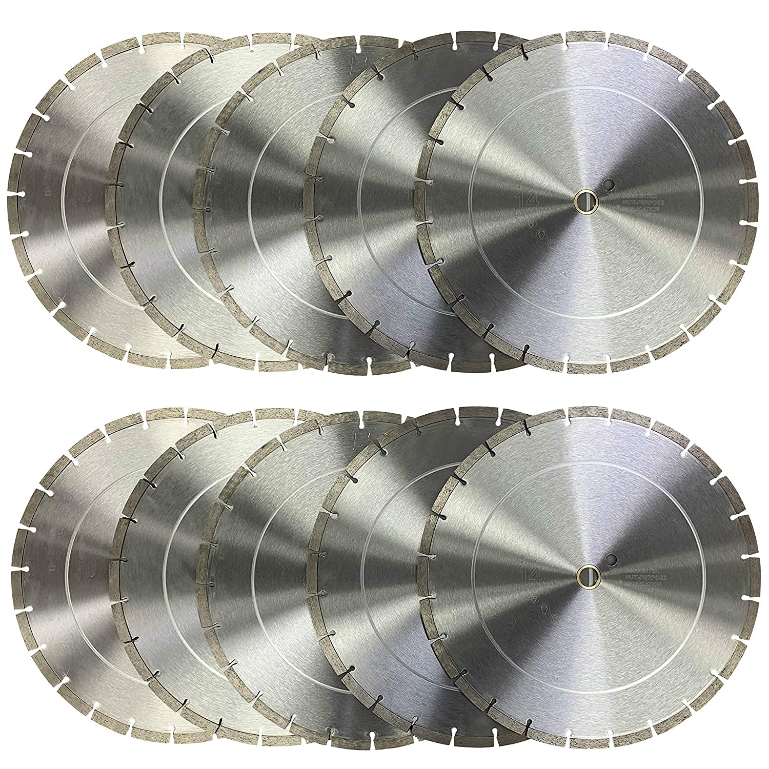 BOSUN (10 Pack) 14 inch Dry or Wet Cutting General Purpose Segmented High Speed Diamond Saw Blades for Concrete Stone Brick Masonry (14 - 10 pcs)