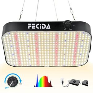 FECiDA 6000 Lumen LED Grow Light Dimmable, 2024 Best LED Grow Lights for Indoor Plants Full Spectrum, Hanging Seed Starting Seedlings Vegetable Growing Lamps, Daisy Chain Function, Quiet Built-in Fan