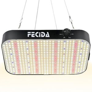 fecida 6000 lumen led grow light dimmable, 2024 best led grow lights for indoor plants full spectrum, hanging seed starting seedlings vegetable growing lamps, daisy chain function, quiet built-in fan