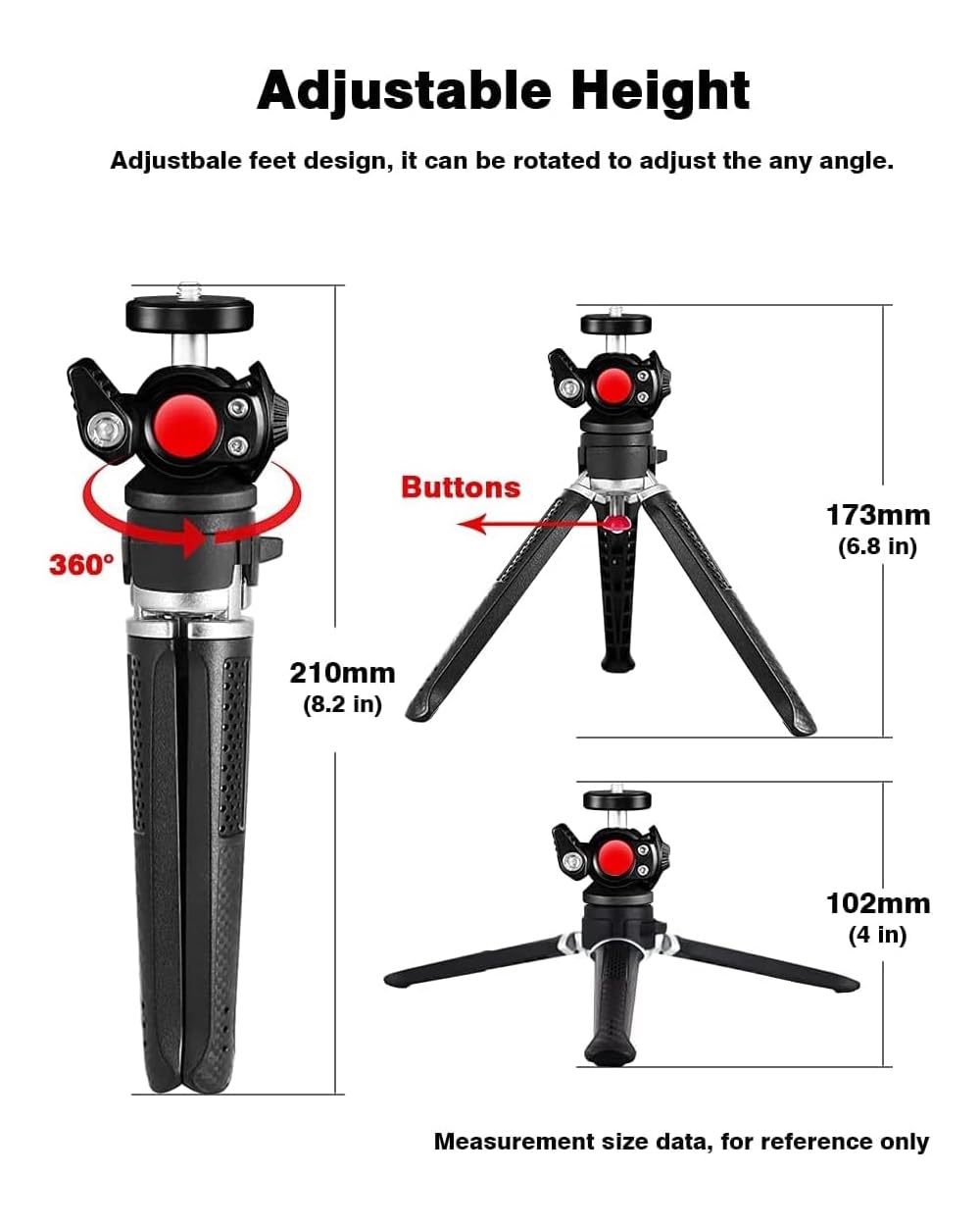 Camera Mini Tripod, Etour Lightweight Vlog Tripod Holder, Adjustable [Stable Handheld Vlogging Tripod] of DSLR Compatible with Sony A6000 Canon M50 G7x Mark ii/Phone, Table Stand for Vlogger Creator