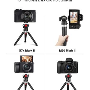 Camera Mini Tripod, Etour Lightweight Vlog Tripod Holder, Adjustable [Stable Handheld Vlogging Tripod] of DSLR Compatible with Sony A6000 Canon M50 G7x Mark ii/Phone, Table Stand for Vlogger Creator