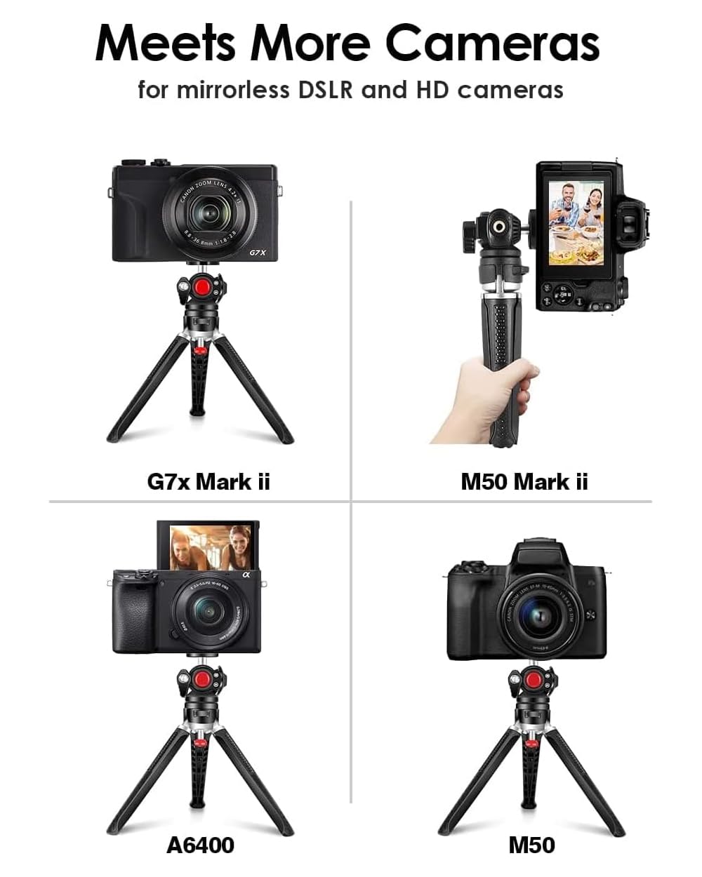 Camera Mini Tripod, Etour Lightweight Vlog Tripod Holder, Adjustable [Stable Handheld Vlogging Tripod] of DSLR Compatible with Sony A6000 Canon M50 G7x Mark ii/Phone, Table Stand for Vlogger Creator