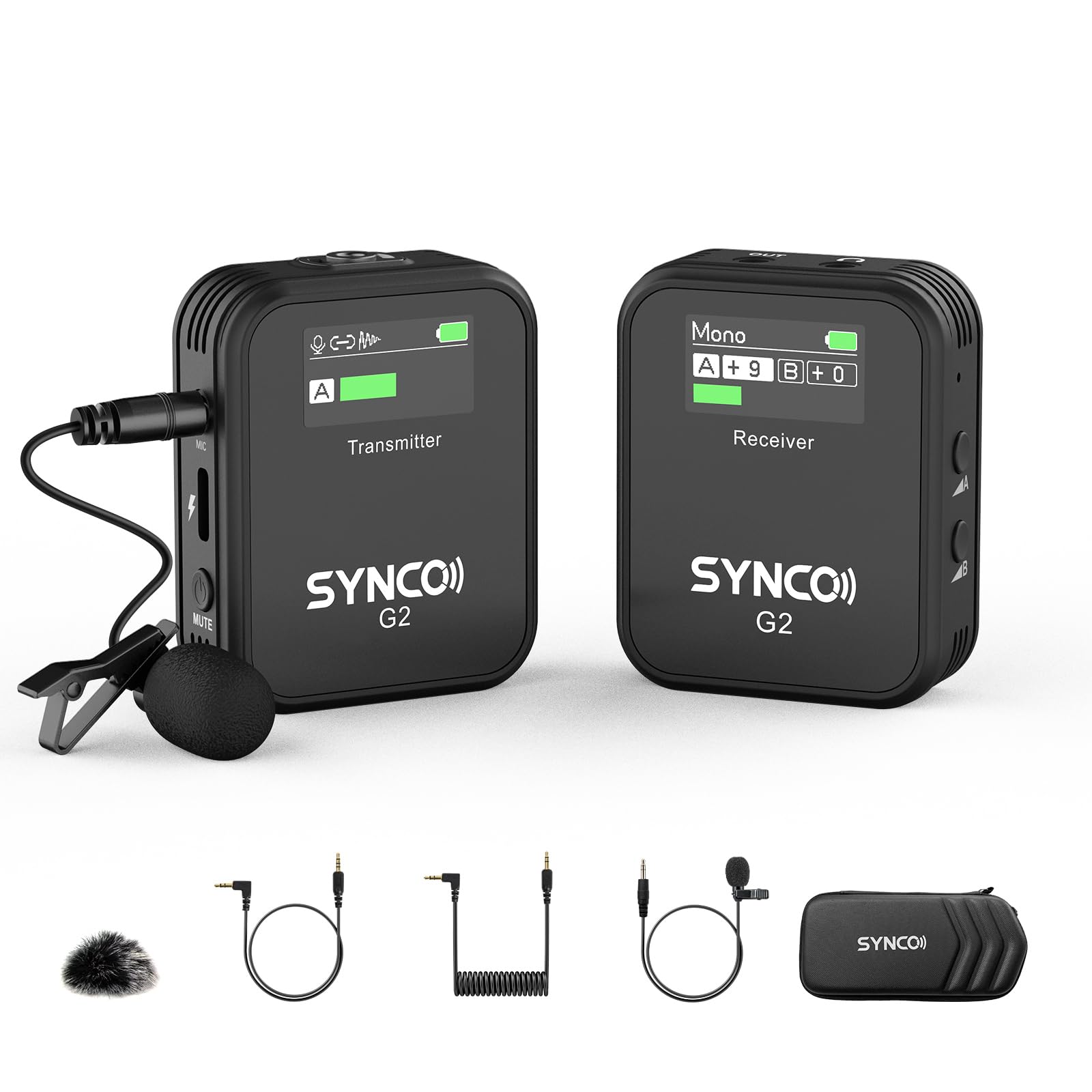 SYNCO Wireless Lavalier Microphone, G2(A1) 2.4G Lavalier 1 Transmitter & 1 Receiver Lapel Mic for Vlog Streaming YouTube for DSLR Camera Smartphone Tablet, Wireless-Lav-Mics-for-Camera