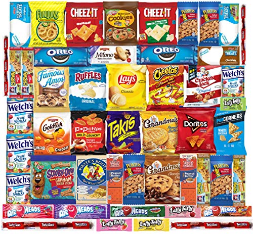 Ultimate Variety Sampler Care Package - Gift Package, Snacks, Chips, Cookies, Bars, Candies, Nuts Gift Box, Great for HALLOWEEN, Christmas, Thanks Giving, Office Meetings ,Friends & Family, Military,College Students (50 Count)