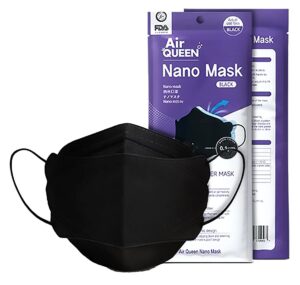 black airqueen nano fiber filter face safety mask for adult, individually packaged, made in korea [pack of 10]