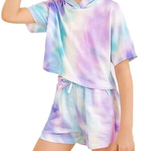 Girls Tie Dye Clothes Outfits Two Piece Set Jogger Suits Sweatsuits Tracksuits Sweatshirts Tops Hoodies Shorts Sets Size 8