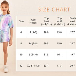 Girls Tie Dye Clothes Outfits Two Piece Set Jogger Suits Sweatsuits Tracksuits Sweatshirts Tops Hoodies Shorts Sets Size 8