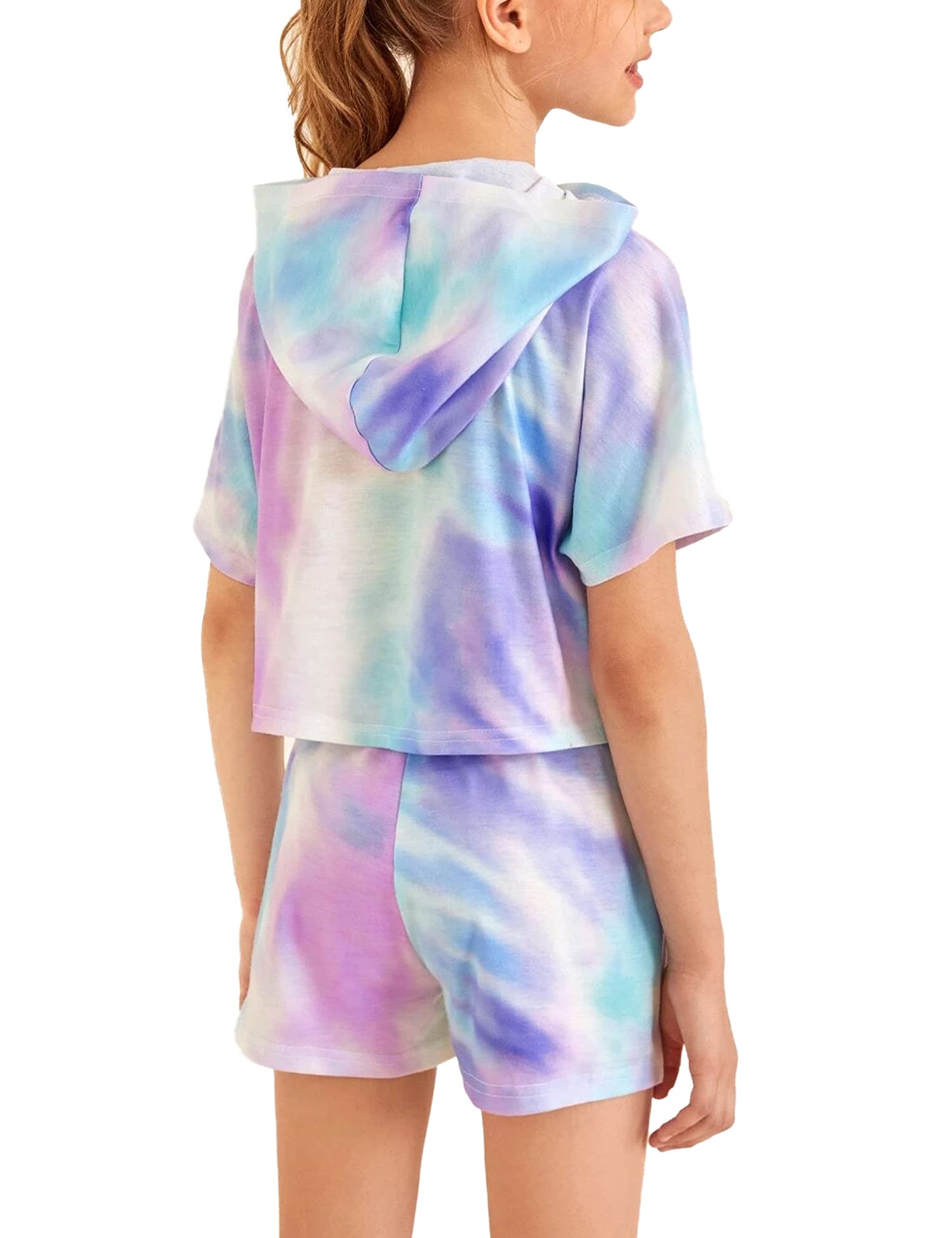 Girls Tie Dye Clothes Outfits Two Piece Set Jogger Suits Sweatsuits Tracksuits Sweatshirts Tops Hoodies Shorts Sets Size 8