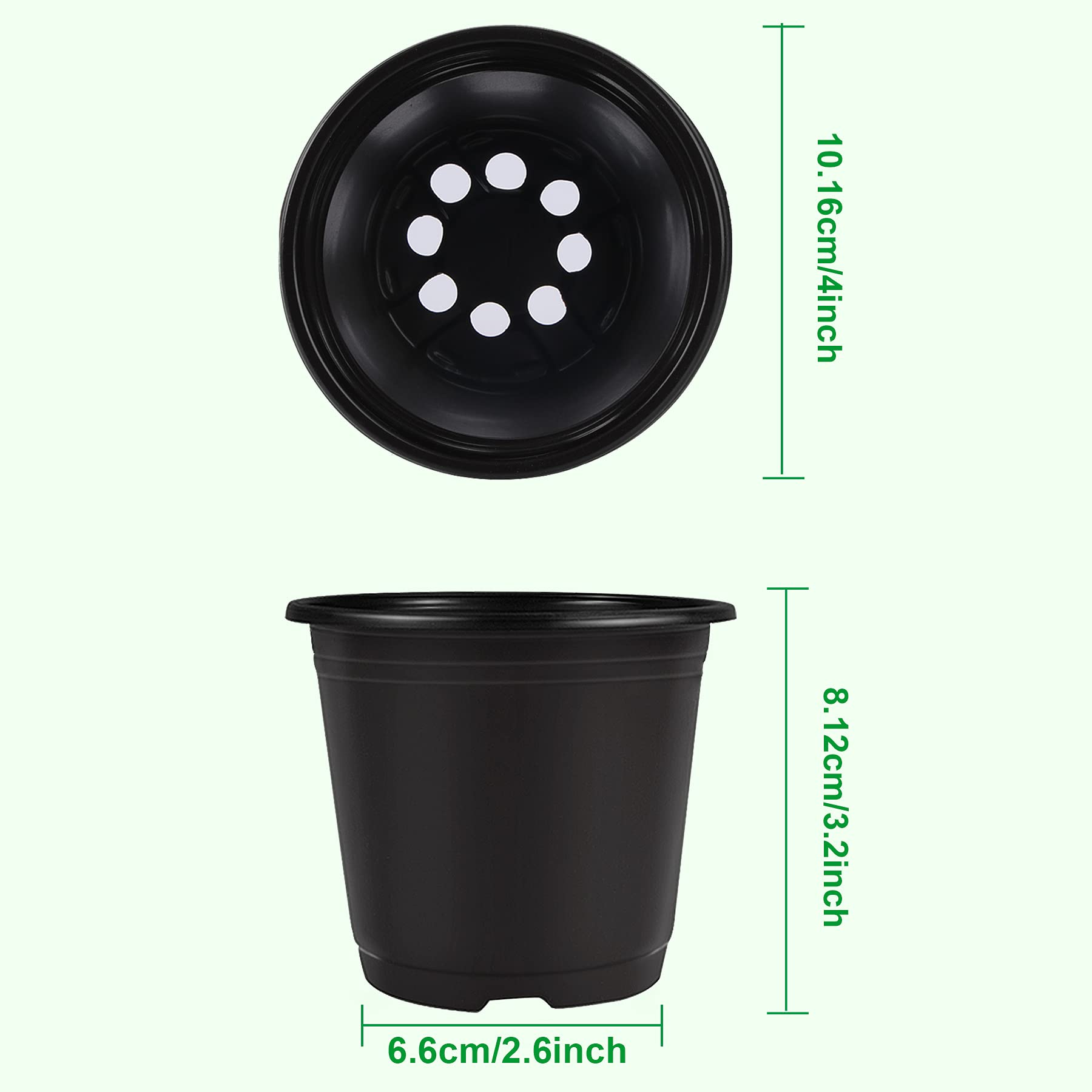 Augshy Nursery Pots, 110 Pcs Black Plastic Plant Pots 4 Inches Seed Starting Pots Containers with 110 Labels