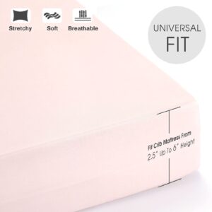 GRSSDER Stretchy Ultra Soft Jersey Knit Fitted Crib Sheets Set 2 Pack, Cozy Crib Sheet Girl Fits All Standard Crib Mattress Pads, Beautiful Pink Rose Print