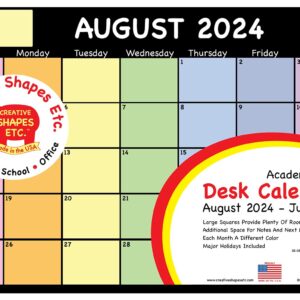 2 pcs 2024-2025 Academic Year Desk Calendar Black/White and Chalkboard Design Combination Pack, 12 months with notes space major holidays 13” x 19” Wall/Desk Teacher Planner Classroom Office Home Organization