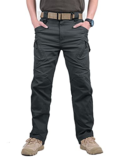 BUTERULES Tactical Pants Mens Multi Pockets Cargo Pants Military Combat Cotton Pant Dark Gray L(32)