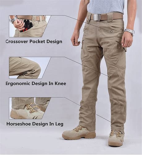 BUTERULES Tactical Pants Mens Multi Pockets Cargo Pants Military Combat Cotton Pant Dark Gray L(32)