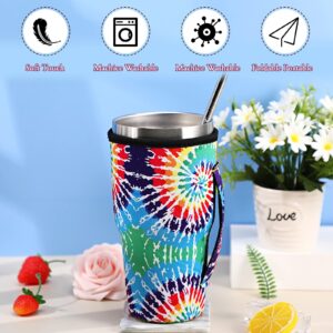 Patelai 8 Pieces 30oz Reusable Neoprene Iced Coffee Cup Sleeve Neoprene Insulated Sleeves Cup Cover Holder, Large Tumbler Cup