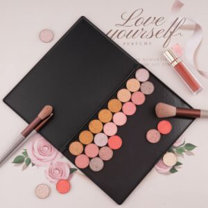 Allwon Large Empty Magnetic Plastic Eyeshadow Makeup Palette with 15Pcs Adhesive Empty Palette Metal Stickers for Eyeshadow Lipstick Blush Powder