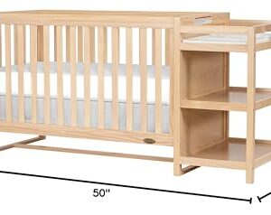 Dream On Me Milo 5-in-1 Convertible Crib and Changing Table with Free Changing Pad in Vintage White Oak, 3 Mattress Height Settings, Non-Toxic Finishes, Pinewood