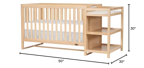 Dream On Me Milo 5-in-1 Convertible Crib and Changing Table with Free Changing Pad in Vintage White Oak, 3 Mattress Height Settings, Non-Toxic Finishes, Pinewood