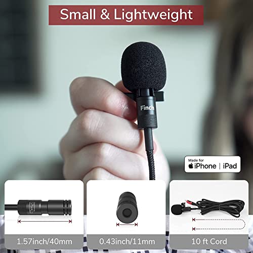 Pixel Lavalier Microphone for iPhone (Apple MFi-Certified) | Lav Mic for iPhone for Vlogging | External Microphone for iPhone Video Recording, Compatible with All Lightning Device (10ft)