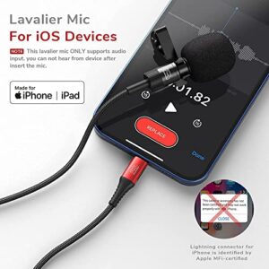 Pixel Lavalier Microphone for iPhone (Apple MFi-Certified) | Lav Mic for iPhone for Vlogging | External Microphone for iPhone Video Recording, Compatible with All Lightning Device (10ft)