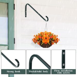 Sanduby Plant Hangers Outdoor for Hanging Plant Bracket, Straight Plant Hanger 16 inch, Heavy Duty Metal Plant Hooks for Hanging Planters, Bird Feeders, Lanterns, Wind Chimes, 2 Pack, Blackish Green