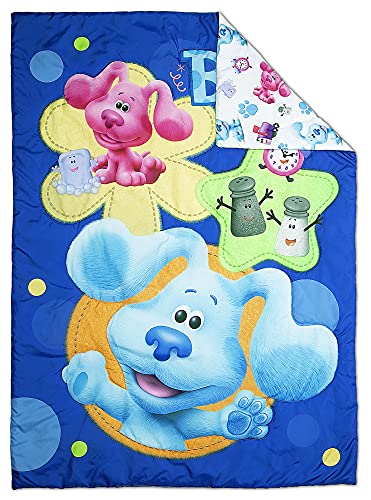 Blues Clues You Are Smart 4 Piece Toddler Bedding Set – Includes Comforter, Sheet Set – Fitted + Top Sheet + Reversible Pillowcase for Boys And Girls Beds, Blue