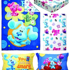 Blues Clues You Are Smart 4 Piece Toddler Bedding Set – Includes Comforter, Sheet Set – Fitted + Top Sheet + Reversible Pillowcase for Boys And Girls Beds, Blue