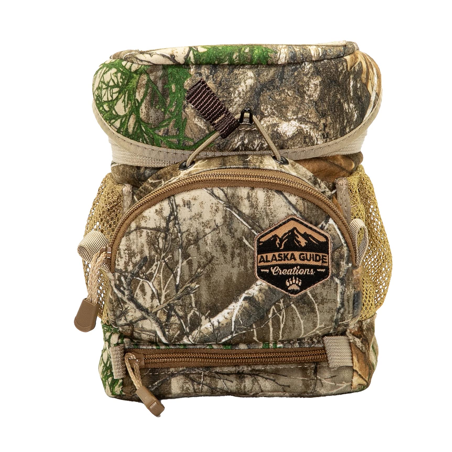 Alaska Guide Creations Hybrid with MAX Pocket | Compact Utility Bag with Mesh Side Pockets | Binocular Harness for Comfort and Quick Access (Realtree Edge)