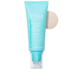 TULA Skin Care Face Filter Blurring and Moisturizing Primer - Supersize First Light, Evens the Appearance of Skin Tone & Redness, Hydrates & Improves Makeup Wear, 2.02fl oz