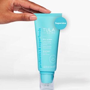 TULA Skin Care Face Filter Blurring and Moisturizing Primer - Supersize First Light, Evens the Appearance of Skin Tone & Redness, Hydrates & Improves Makeup Wear, 2.02fl oz