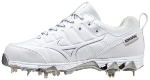 mizuno womens 9-spike 9 spike swift 7 low metal softball cleat, white, 8.5 us