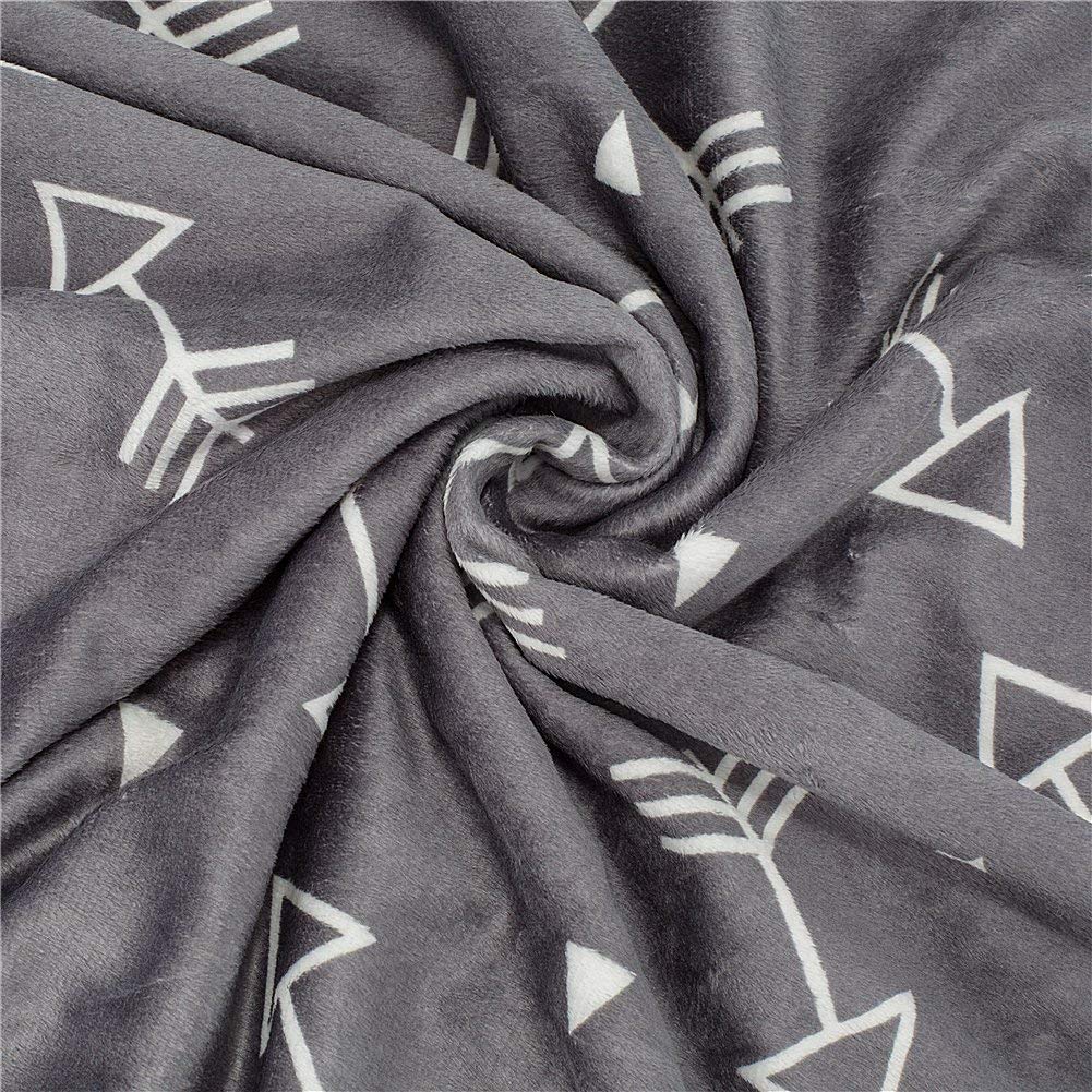 BORITAR Baby Blanket for Unisex 2 Pack Super Soft Minky with Double Layer Dotted Backing, Little Grey Arrows Printed 30 x 40 Inch, Receiving Blankets