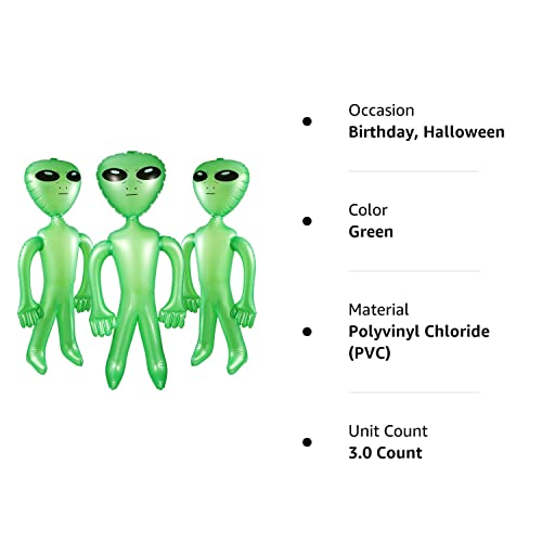 3 Pcs 35 Inch Alien Inflates Inflatable Alien Jumbo Alien Blow up Toy for Party Decorations, Birthday, Halloween, Alien Theme Party