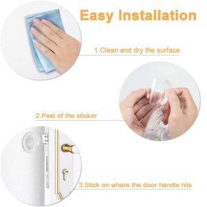 Door Stopper Wall Protector, Adhesive Bumper Protector, Reusable Rubber Door Stops from Door Knobs, Shock Absorbent Wall Shield for Door Handle (Clear-4 Pcs)