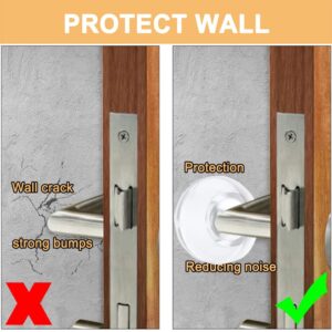 Door Stopper Wall Protector, Adhesive Bumper Protector, Reusable Rubber Door Stops from Door Knobs, Shock Absorbent Wall Shield for Door Handle (Clear-4 Pcs)