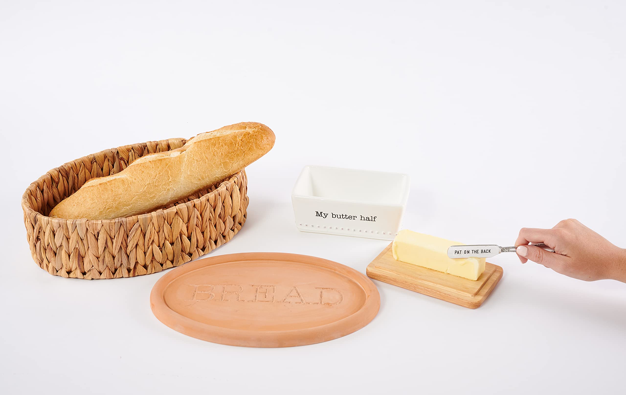 Mud Pie Terracotta Bread Warming Set, Brown, 8 1/2" x 12 1/2"