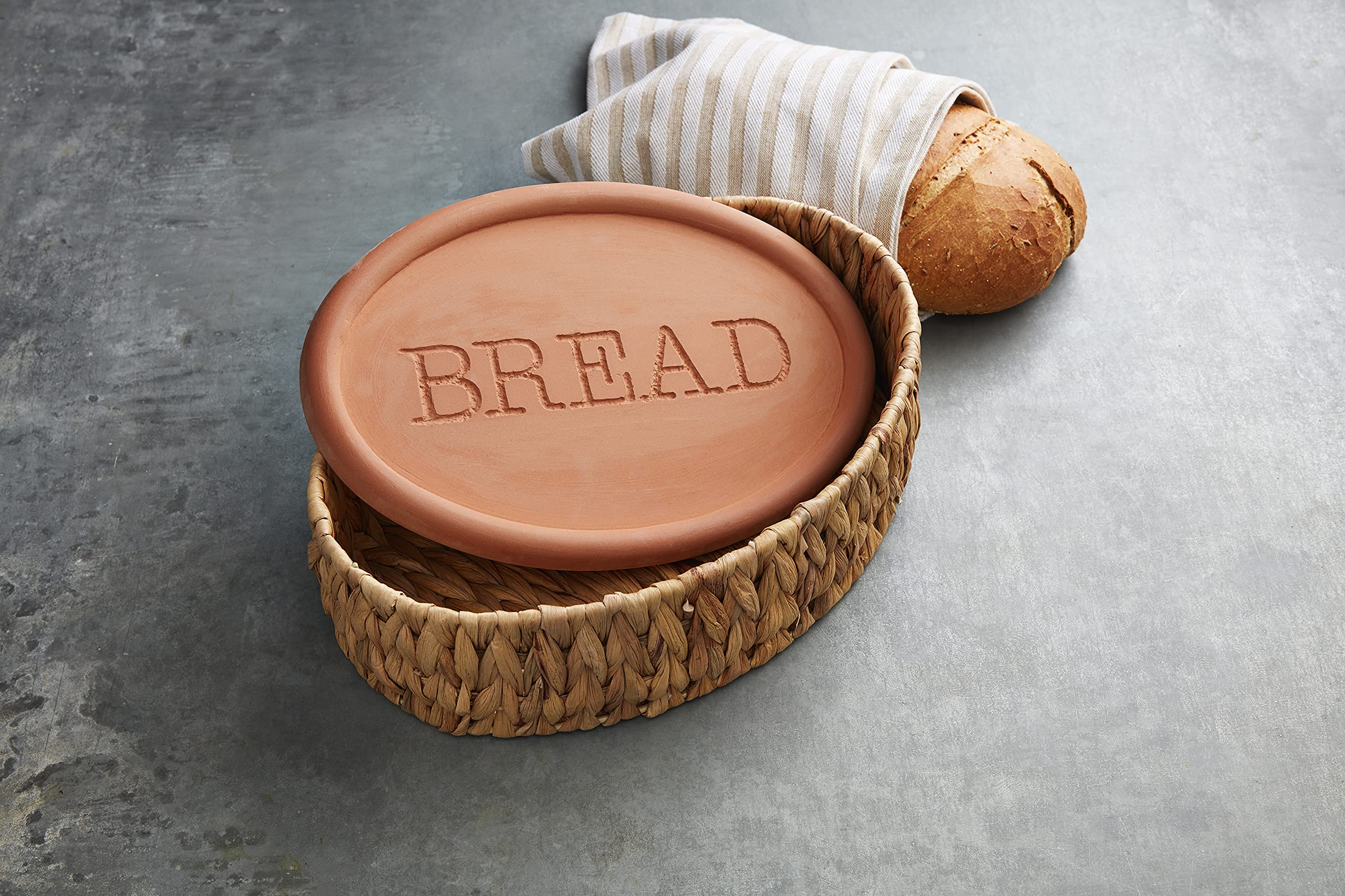 Mud Pie Terracotta Bread Warming Set, Brown, 8 1/2" x 12 1/2"