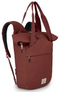 osprey arcane zip top tote backpack, acorn red