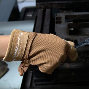 HANDLANDY Gardening Gloves for Women Flexible & Durable, Breathable Utility Work Gloves Heavy Duty Leather Garden Yard Glove (Small, khaki)