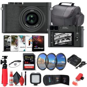 leica q2 monochrom digital camera (19055) + 64gb memory card + corel photo software + card reader + filter kit + led light + case + deluxe cleaning set + flex tripod + memory wallet + cap keeper