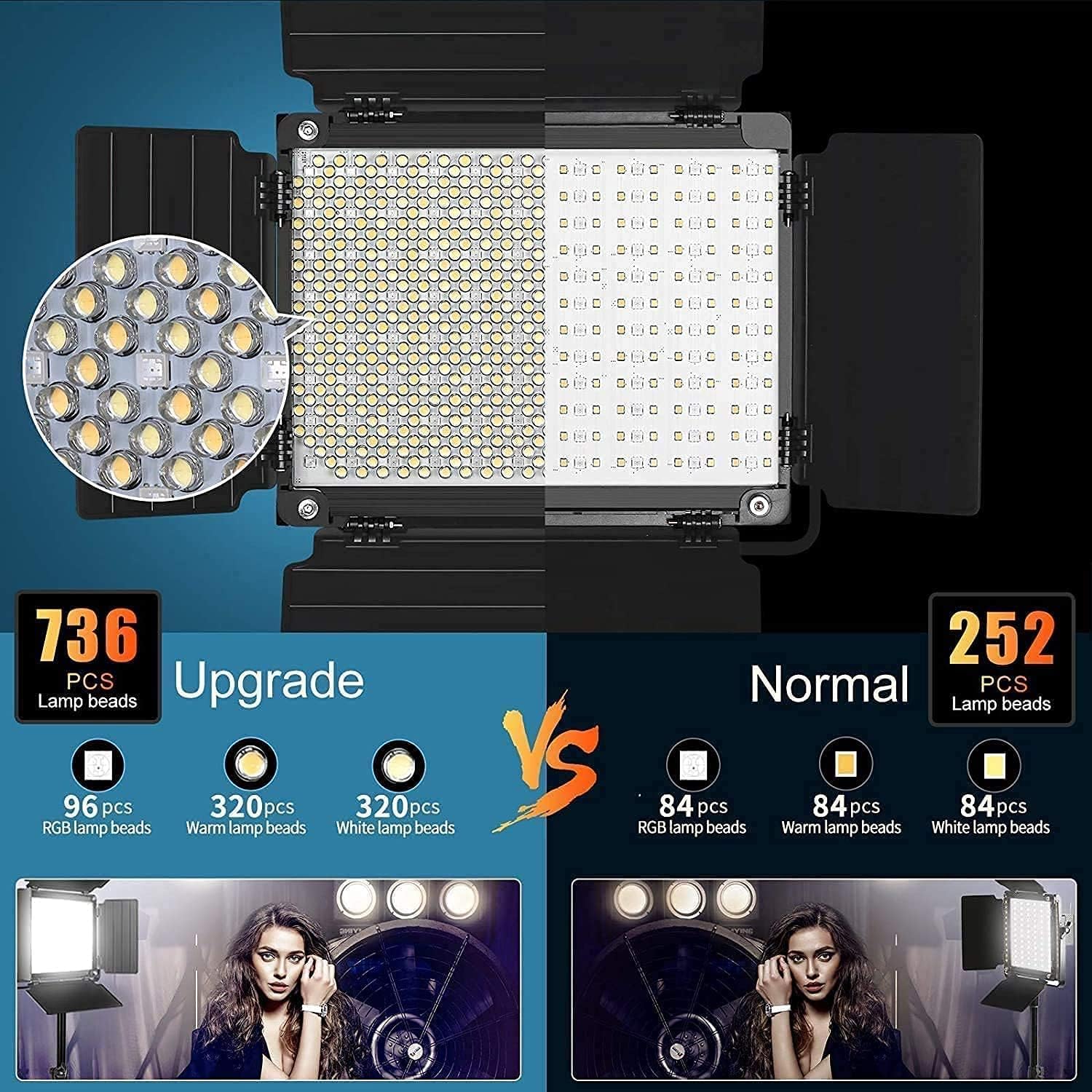 GVM 1000D RGB Led Video Light with 2 Softboxes, Photography Lighting Kit with Bluetooth Control, Full Color Video Lighting Kit with 8 Applicable Scenes, 2 Packs Led Light Panel for Video Shooting