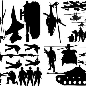 Army Tank Wall Decors Set for Wall Solider Military Helicopter Wall Stickers for Teens Boys Bedroom Kids Room Vinyl Decals (Black (JWH117))